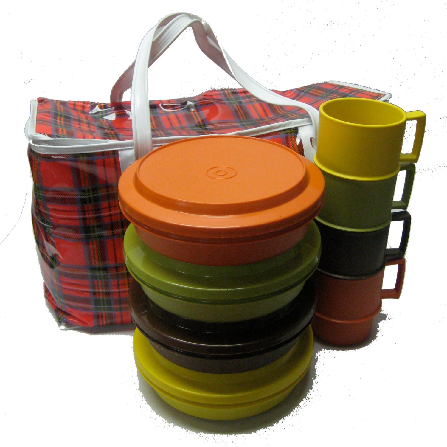 Vintage 13 piece Tupperware Picnic Serving Set Bowls / Plates Mugs ...