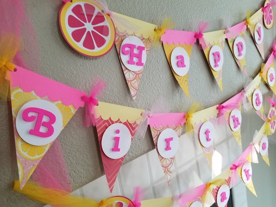 Pink Lemonade Birthday Party Banner Pink Lemonade Party Pink