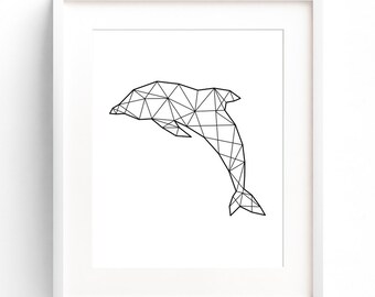 Geometric dolphin | Etsy