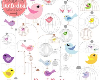 Bird cage clipart | Etsy
