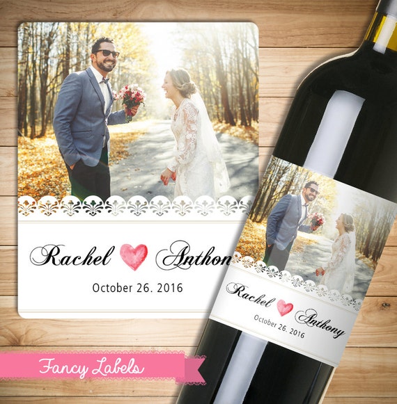 Photo Wedding Wine Label Custom Wine Label Personalized
