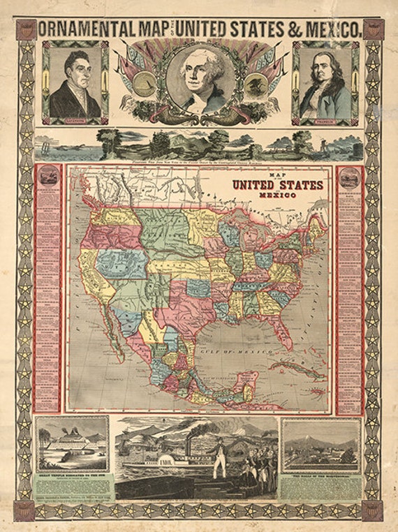 Map Of The United States 1855. Restoration Hardware Home