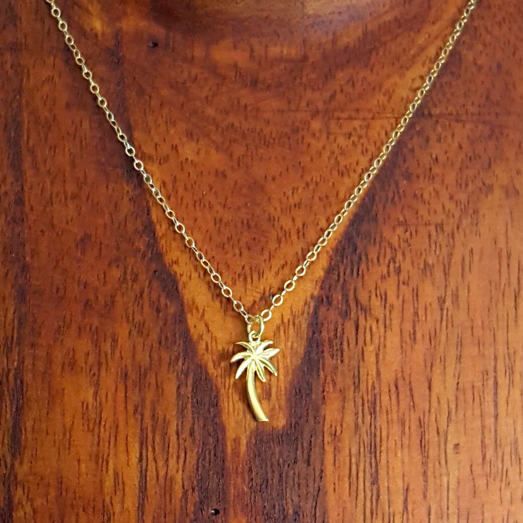 Palm Tree Necklace 14K Gold Filled Palm Tree Delicate Gold