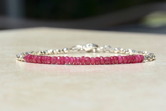 Ruby Birthstone Bracelet July Birthstone Sterling Silver