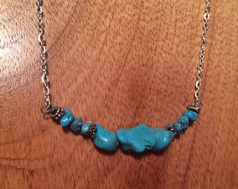 Items similar to Necklace, Turquoise, Turquoise & Sterling Silver Bead ...