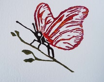 Unique butterfly linocut related items | Etsy