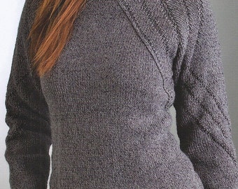 Sweater Knitting Pattern Blocks of Color Split Funnel Neck