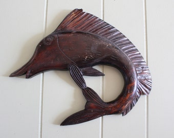 Wood carved fish | Etsy