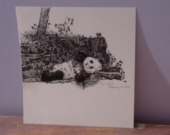 Items similar to PANDA BEAR ANIMAL Drawing - Stipple, Pen and Ink on Etsy