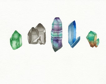 Watercolor gemstone | Etsy