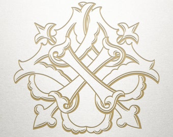 Interlocking Font Design VV Interlocking Font Vintage