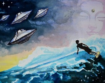 Alien surf surfing | Etsy