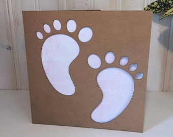 Baby feet Thank You Card set Kraft baby shower Thank You New