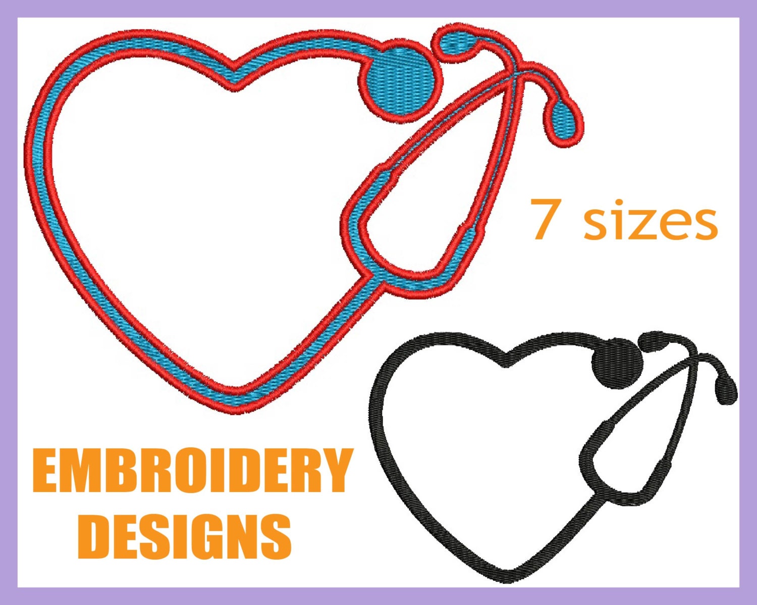 Heart Stethoscope Designs for Embroidery Machine Digital