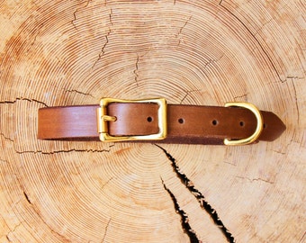 Brown leather collar | Etsy
