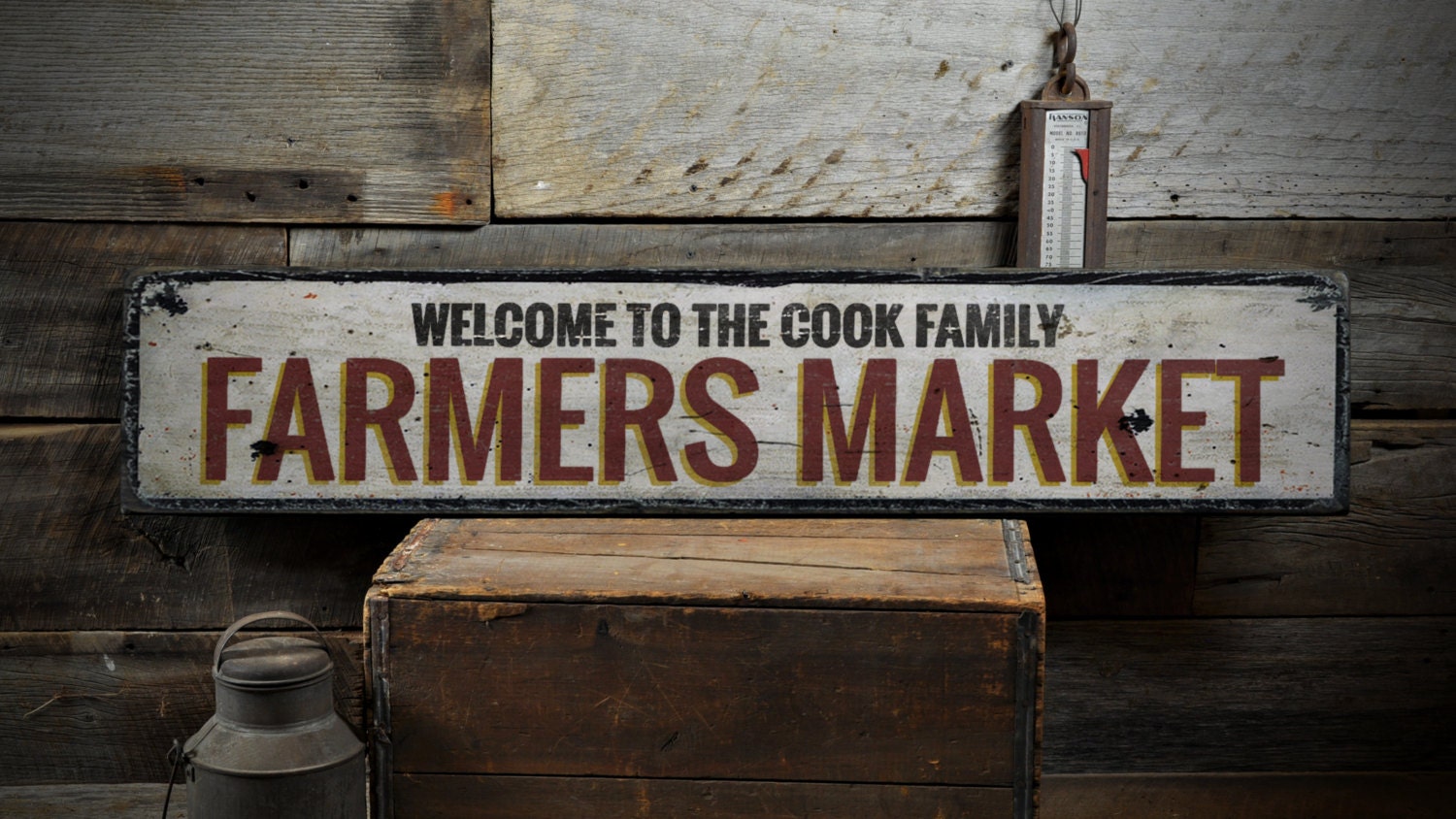 Farmers Market Wood Sign Welcome Family Name Sign Custom