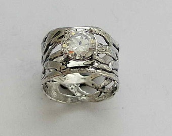 Sterling Silver Ring Silver Gold Ring Yellow Gold by artisanlook