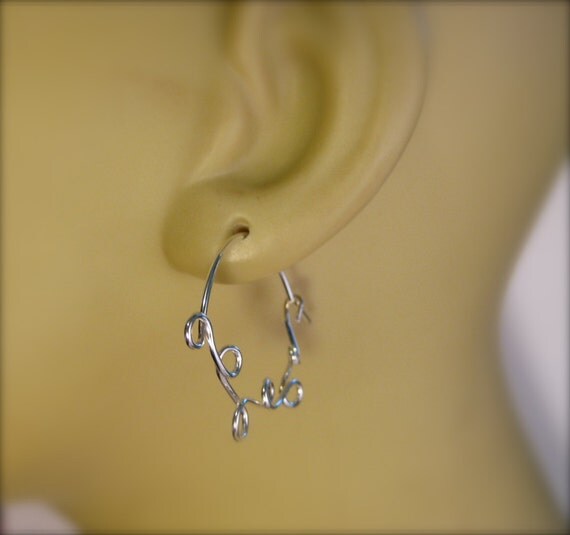 Loop de Loop Silver Hoop Earrings Funky Silver by TwistedDesigns