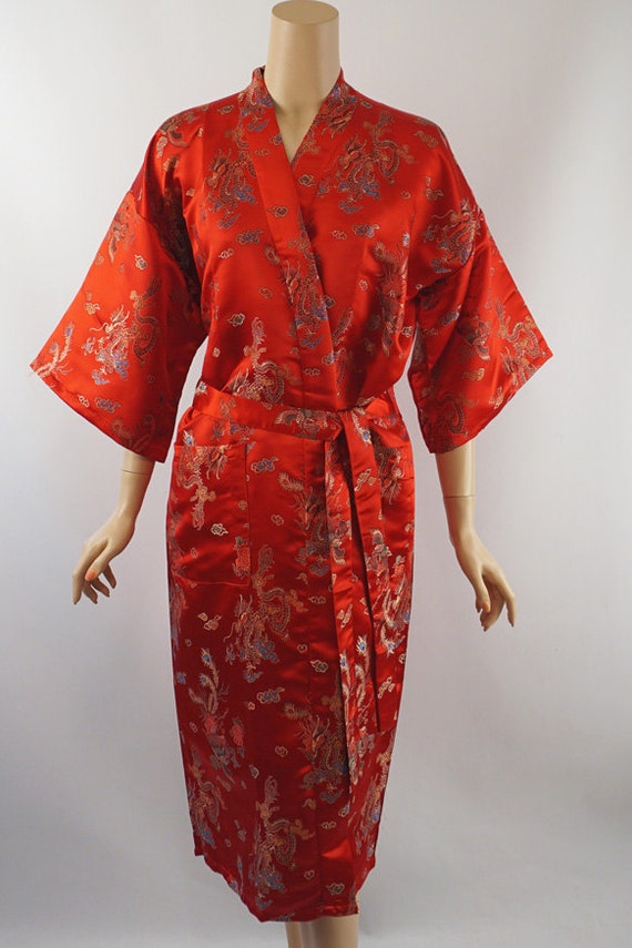 Vintage Chinese Red and Gold Robe by Shunli Trading Sz S