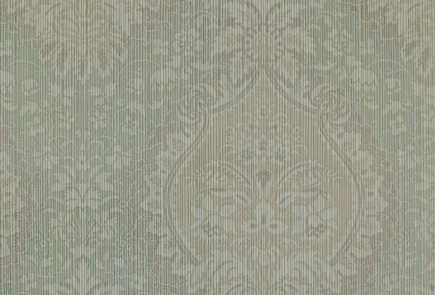 1960s Vintage Wallpaper Textured Large Green Damask Embossed