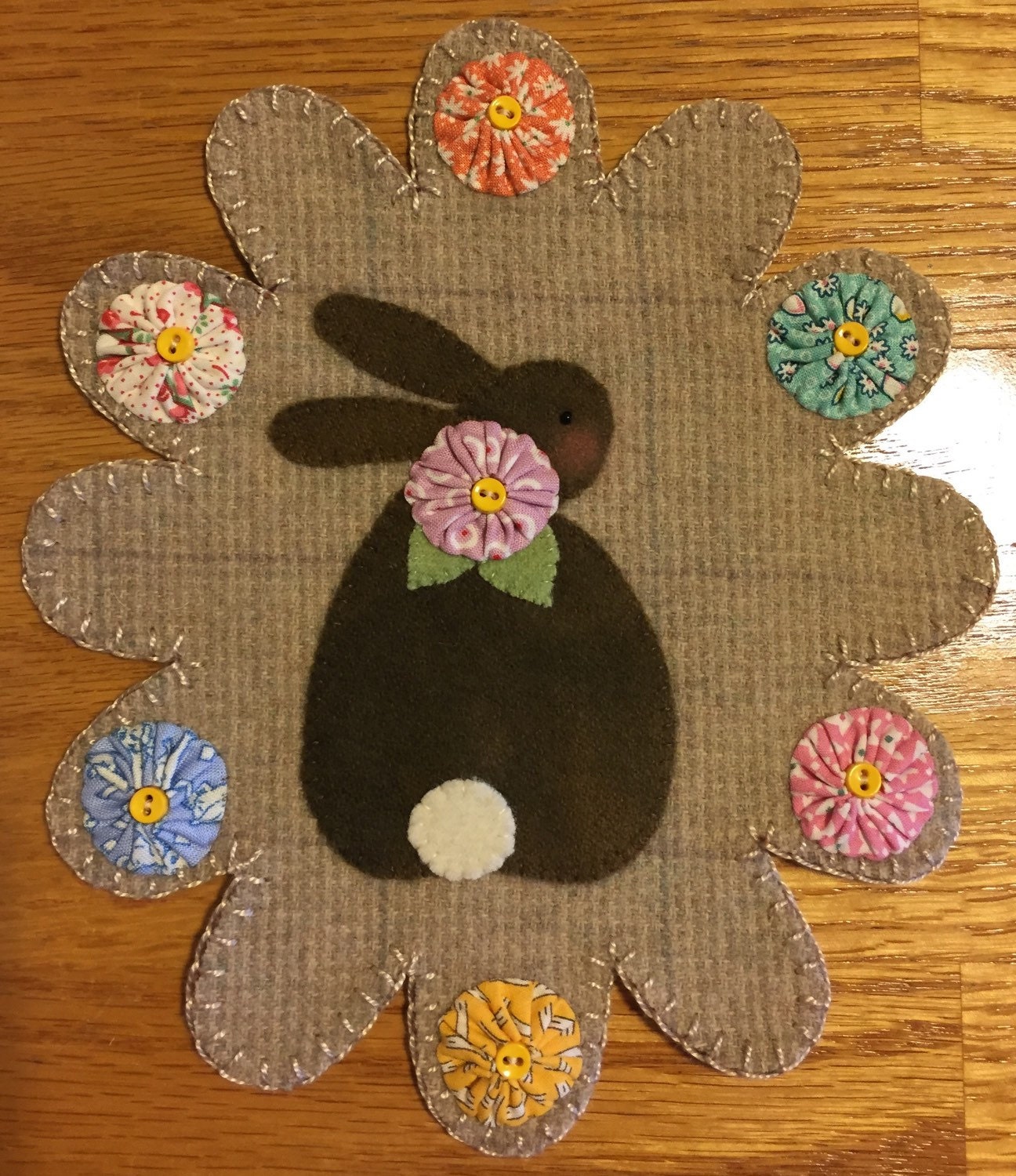 Bunny Wool Penny Rug