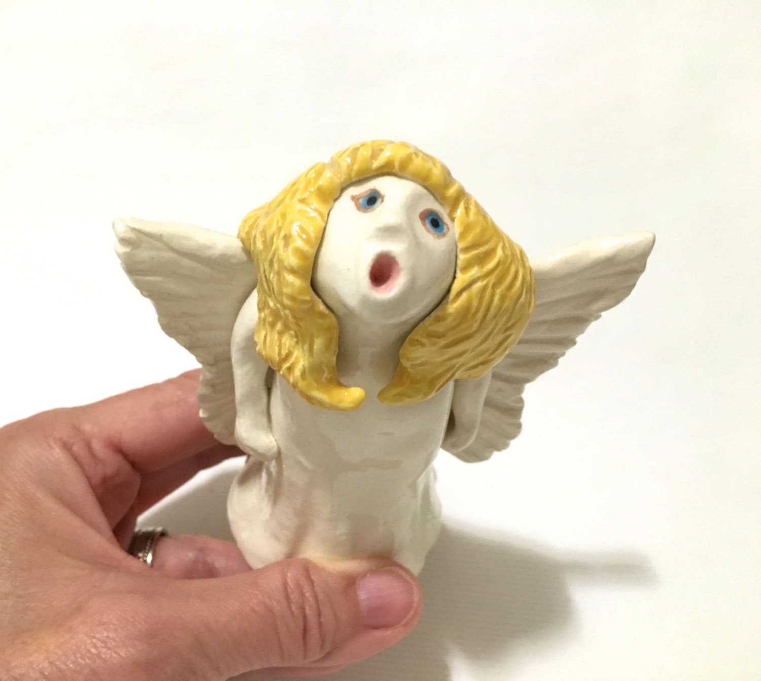 Angel Figurine Hand-Built Angel Sculpture by CindiHaleCeramicArt