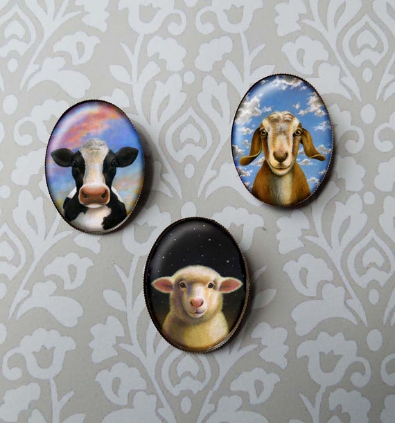 Goat Portrait Print Farm Animal Portrait by CuriousPortraits