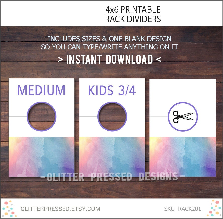INSTANT DOWNLOAD Printable Clothing Rack Dividers Clothing