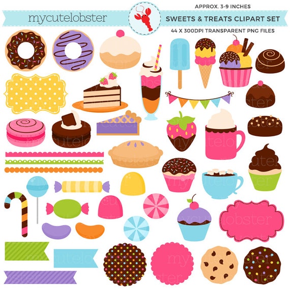 Sweets & Treats Clipart Set digital by mycutelobsterdesigns