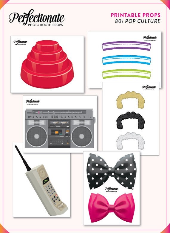 DIY 80s Photo Booth Props 30 Printable 80s Props Instant