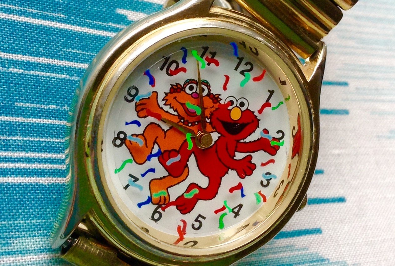 Elmo and Zoe Sesame Street watch vintage rotating animated