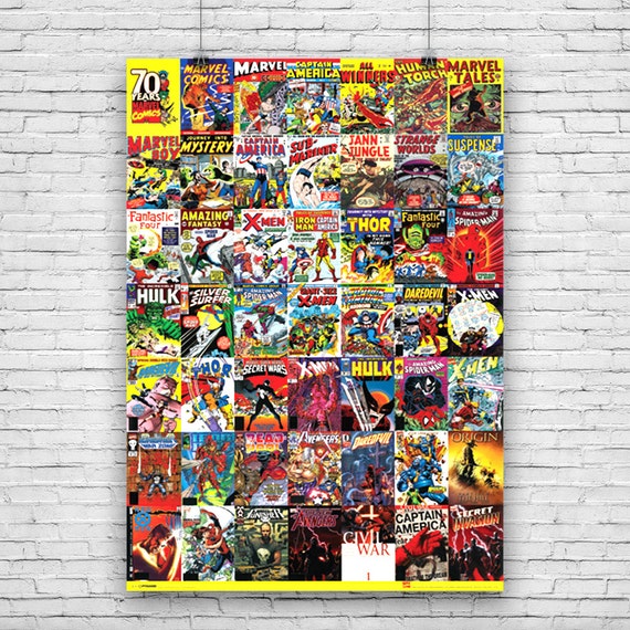 Marvel Comic Covers Collage Poster Spiderman Incredible