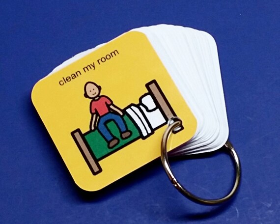NEW Clean My Room Autism PECS Keyring Prompter Organizer