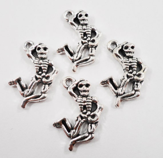 Silver Skeleton Charms 20x12mm Antique Silver Skeleton