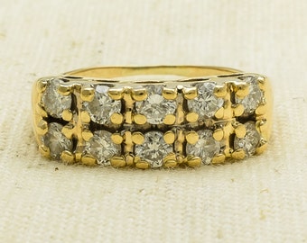 3 row diamond ring | Etsy