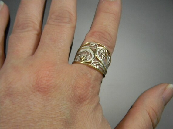 Filigree Ring 10K gold Sterling Silver Handmade Filigree