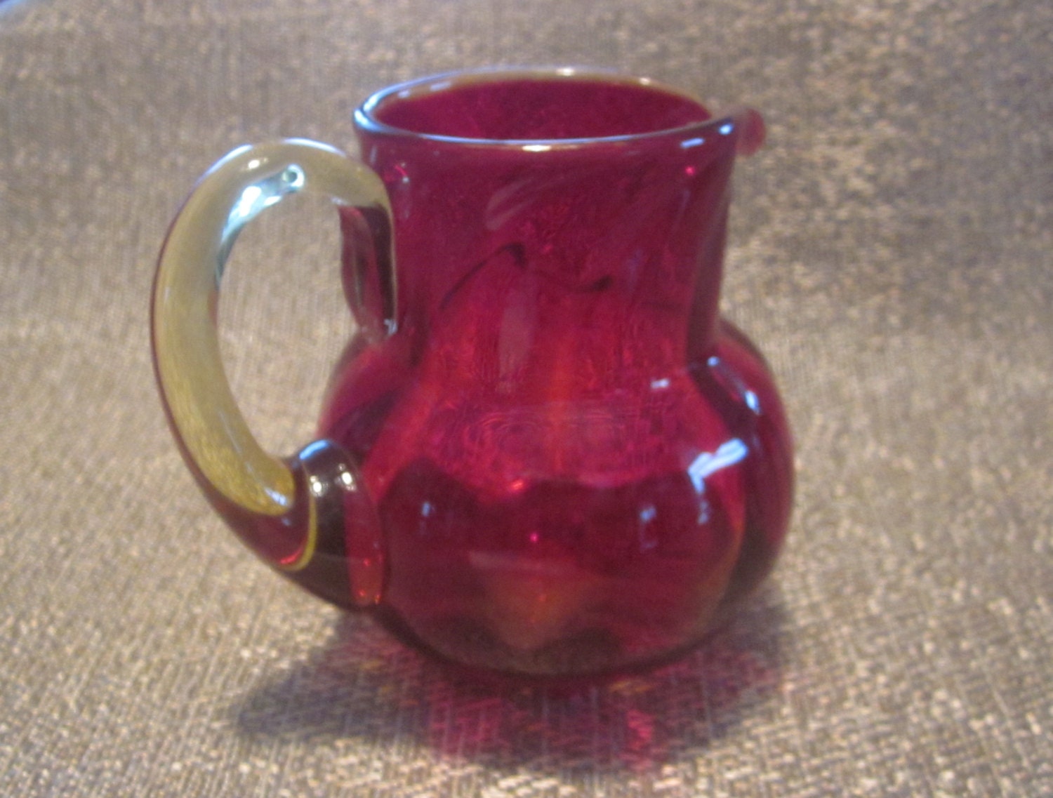 Vintage Red Glass Pitcher Mini Art Glass by MarjoriesMemories