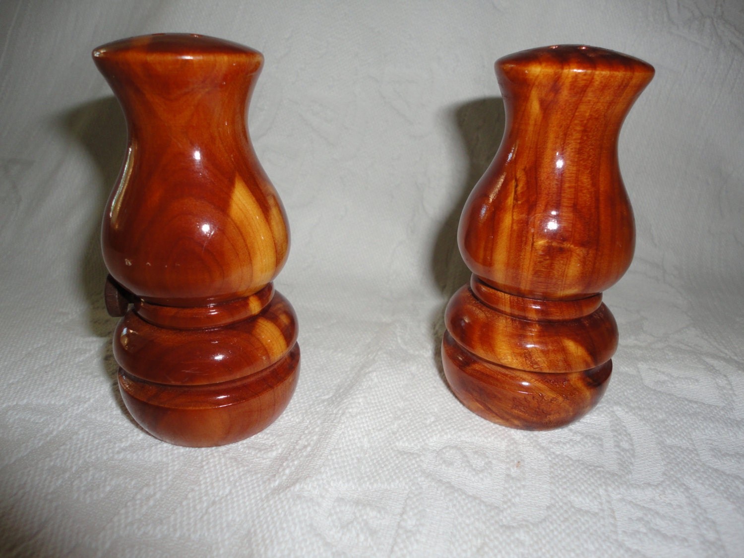 Cedar Wood Salt And Pepper Shakers Lantern Shape Indian Head