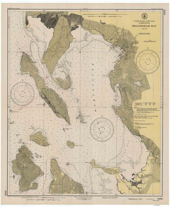 Bellingham Bay 1946 Nautical Map Washington Reprint PC by Oldmap
