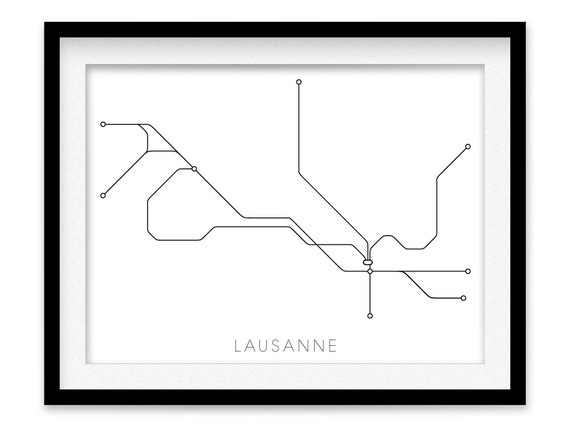 Lausanne Subway Map Print Lausanne Metro Map Poster