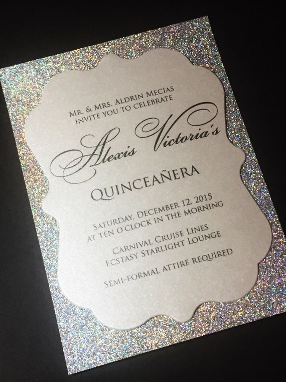 Quincea era Invitation Sweet 16 Invitation Glitter