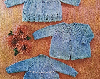 teddy face cardigan baby vintage knitting pattern by Ellisadine