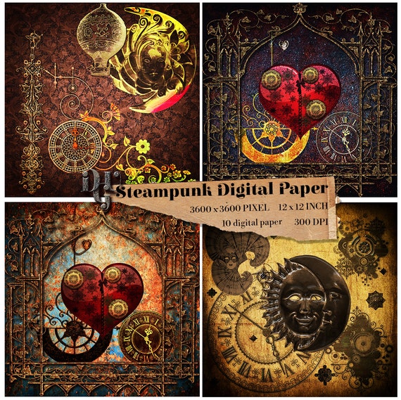Steampunk Digital Paper Vintage 10 digital papers Old Victorian ...