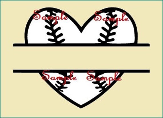 Heart Baseball Svg Softball Split Monogram Letter Decal Name
