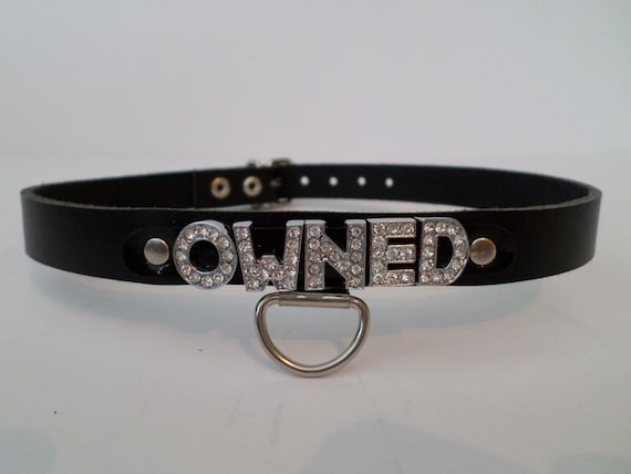 Leather Personalised Fetish Bondage Slave Collar With Hanging