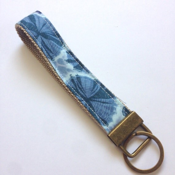Wristlet Key Fob Japanese key fob blue green by SmithjackJapan