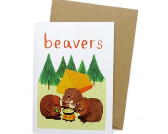 Beaver card | Etsy