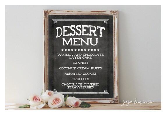 Custom 'DESSERT MENU' Printable Sign Chalkboard by JoJoMiMi