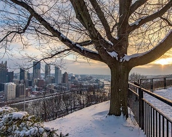Spectacular winter sunset over Pittsburgh from the by DaveDiCello