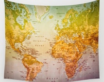 Unique world map tapestry related items | Etsy